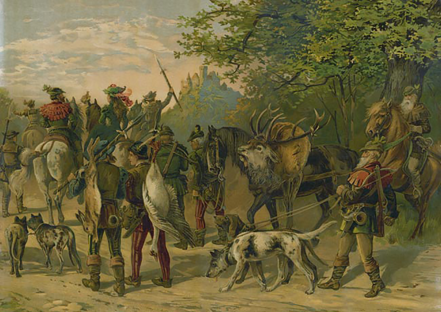 Wildererbild Heimkehr von der Jagd Jäger Mittelalter Faks 49 auf Büttenpapier | eBay